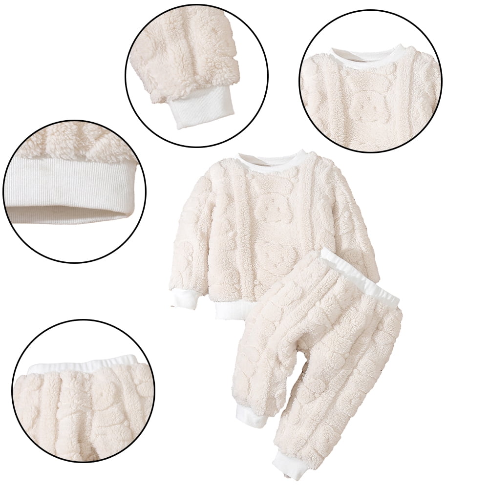 Esaierr 2PCS Kids Toddler Girls Boys Fleece Pajamas Outfits Set Baby Fall Winter Thickened ...