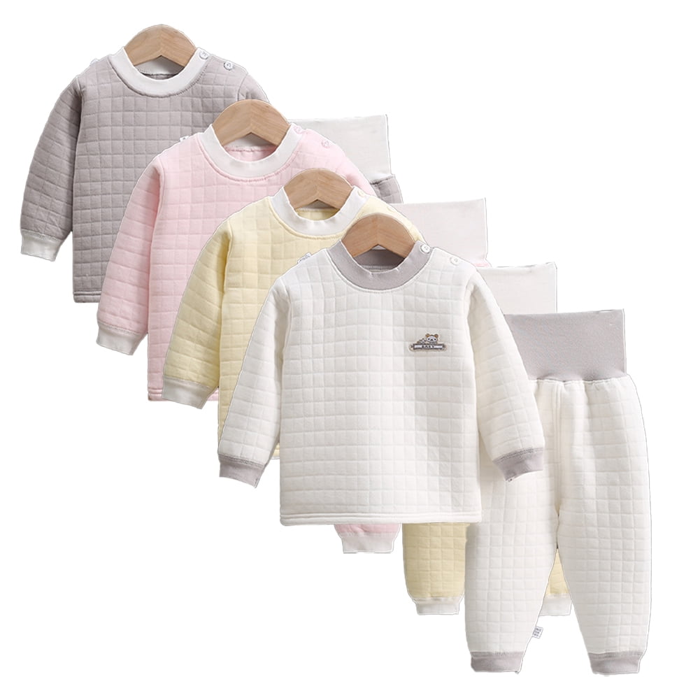 Esaierr 2PCS Newborn Boys Girls Underwear Set Outfits Baby Warm Top + Pants Winter Padded Top ...