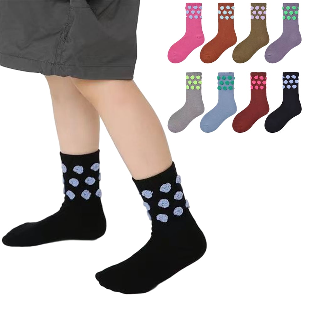 Esaierr 3-12 Years Boys Girls Mid-Calf Cotton Socks for Toddler Kids ...