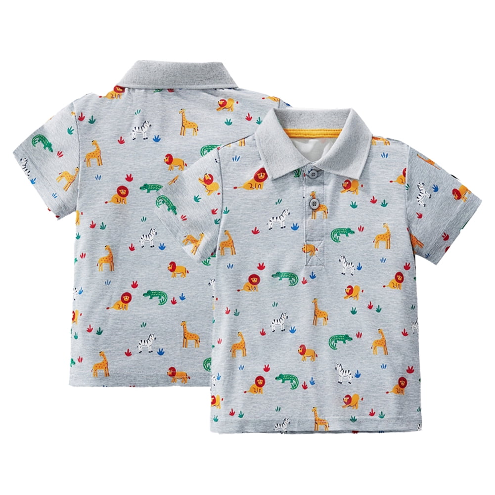 Esaierr 3-8Y Kids Boys Tees V-Neck Printing Cotton Tees for Toddler ...