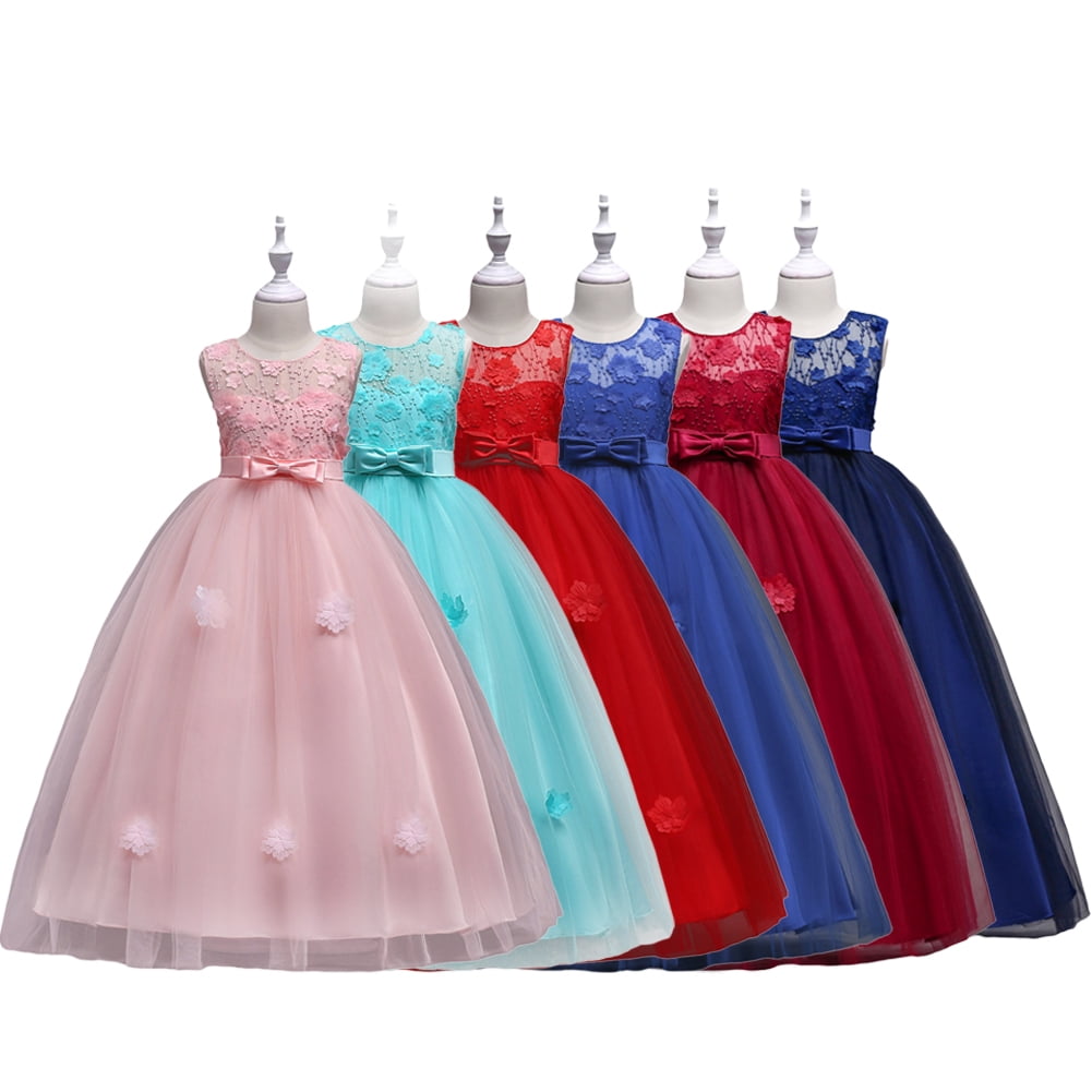 Esaierr 4-16Y Kids Teen Girls Flower Princess Dress Sleeveless Wedding ...