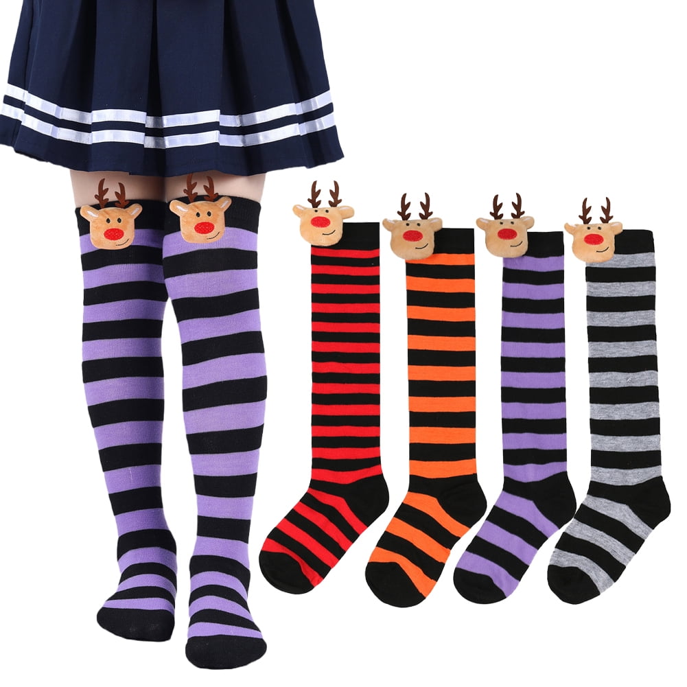 Esaierr 4 Pairs 7-12 Years Boys Girls Christmas Socks for Kids,Elk Doll ...