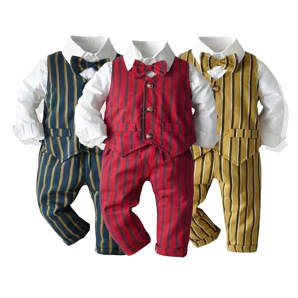 Esaierr 4 Pieces Newborn Baby Suits Slim Fit Gentleman Outfits Shirt ...