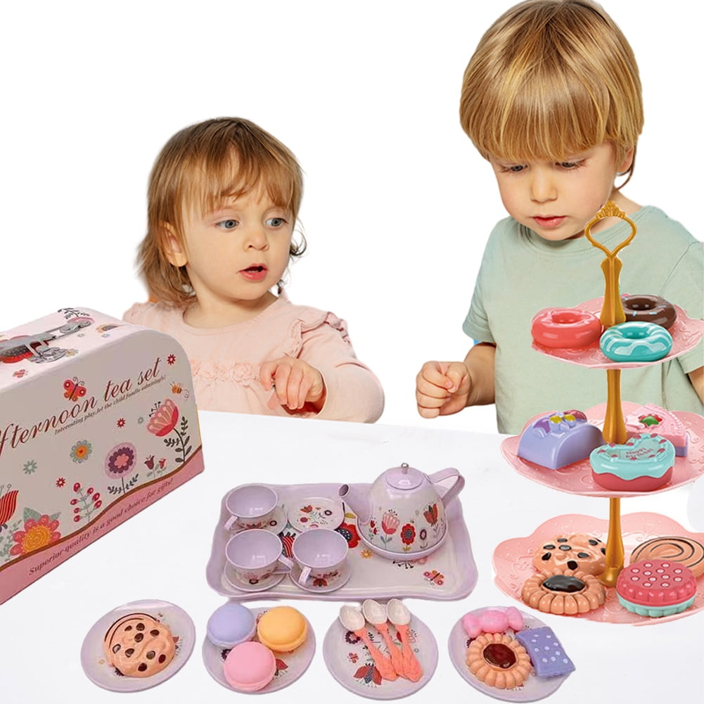Esaierr 45PCS Toddler Kids Tea Party Set Toys with Play Food Dessert ...