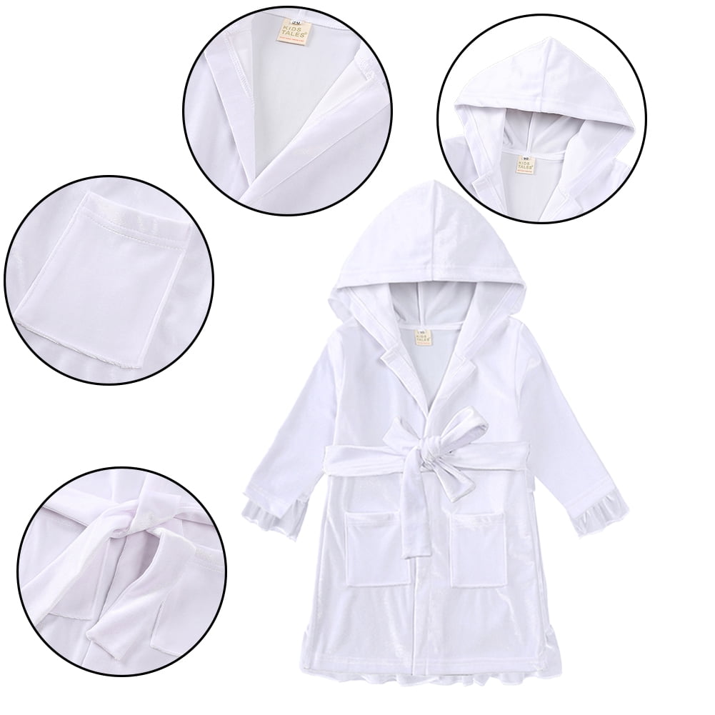 Esaierr 9M-9Y Girls Hooded Fleece Robe Kids Cartoon Cute Fleece Beach ...