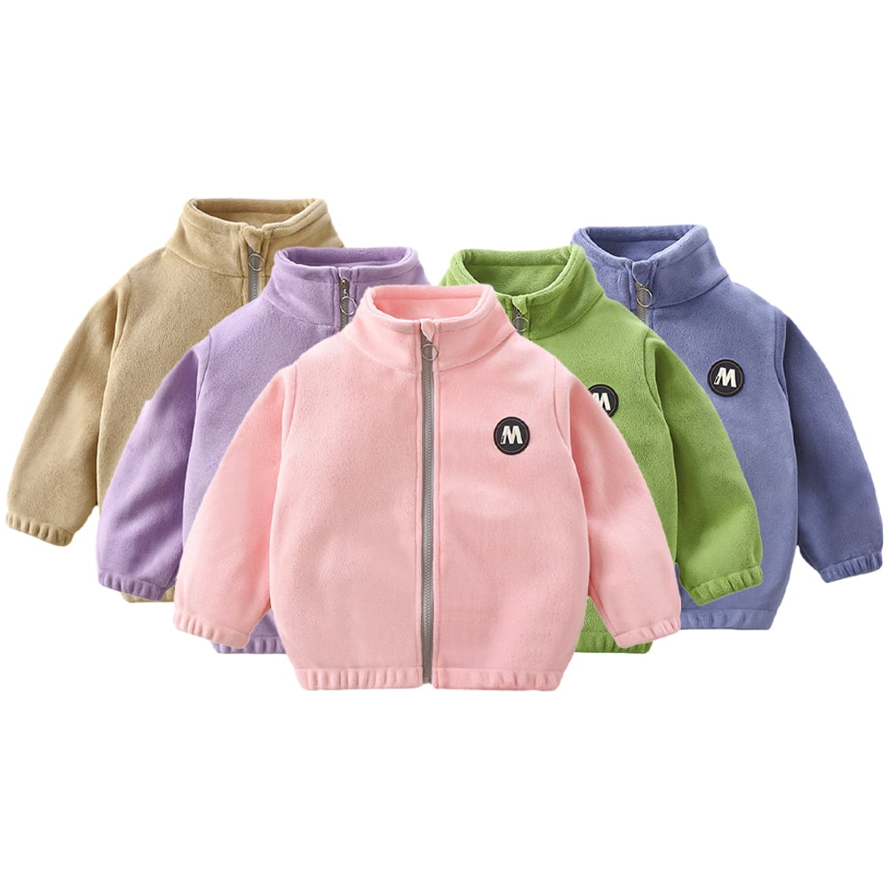 Esaierr Kids Boys Girls Fall Winter Fleece Jacket Toddler Solid Color ...