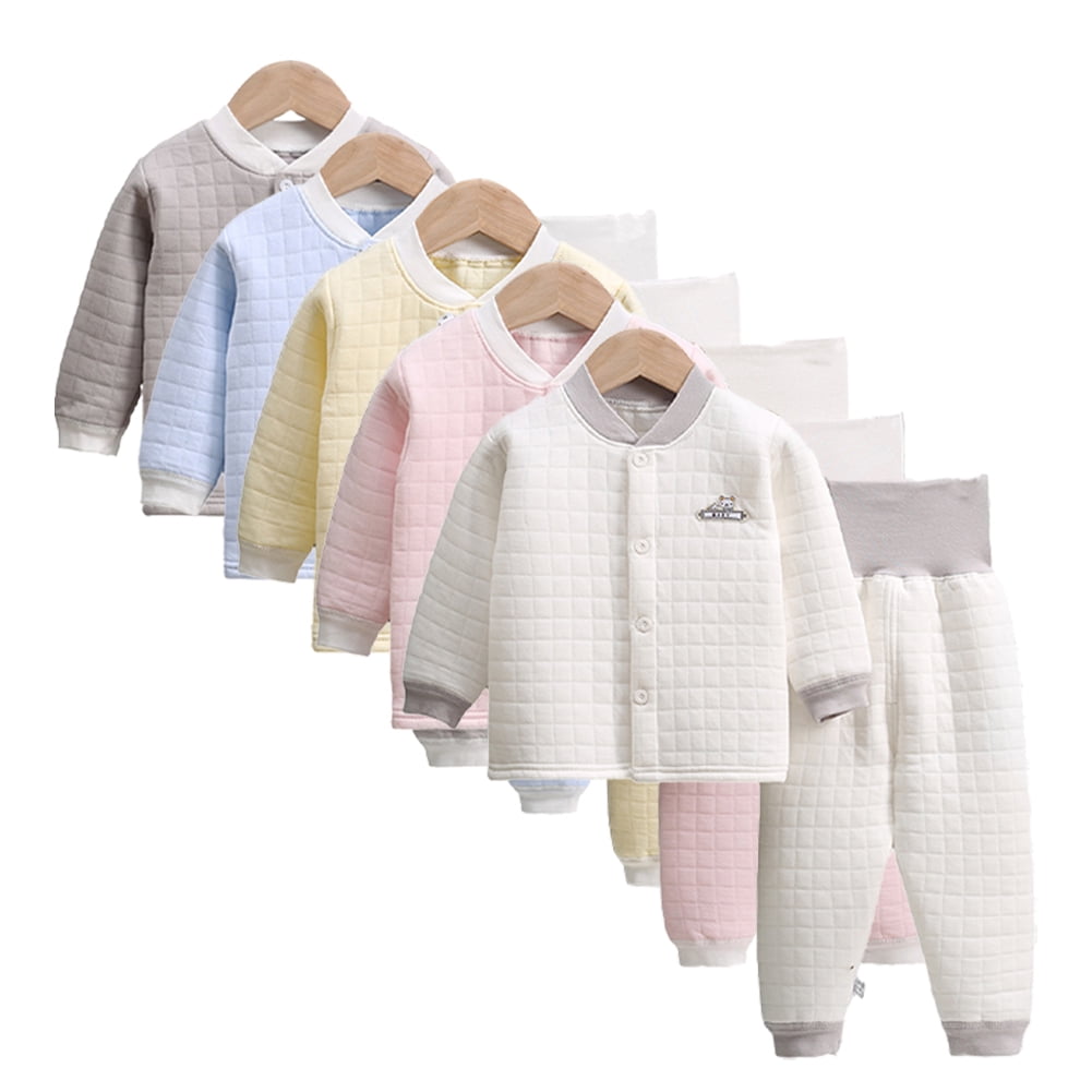 Esaierr Baby Boys Girls Winter Underwear Set 2PCS Newborn Top Coat+ Pants Outfits Thickened ...