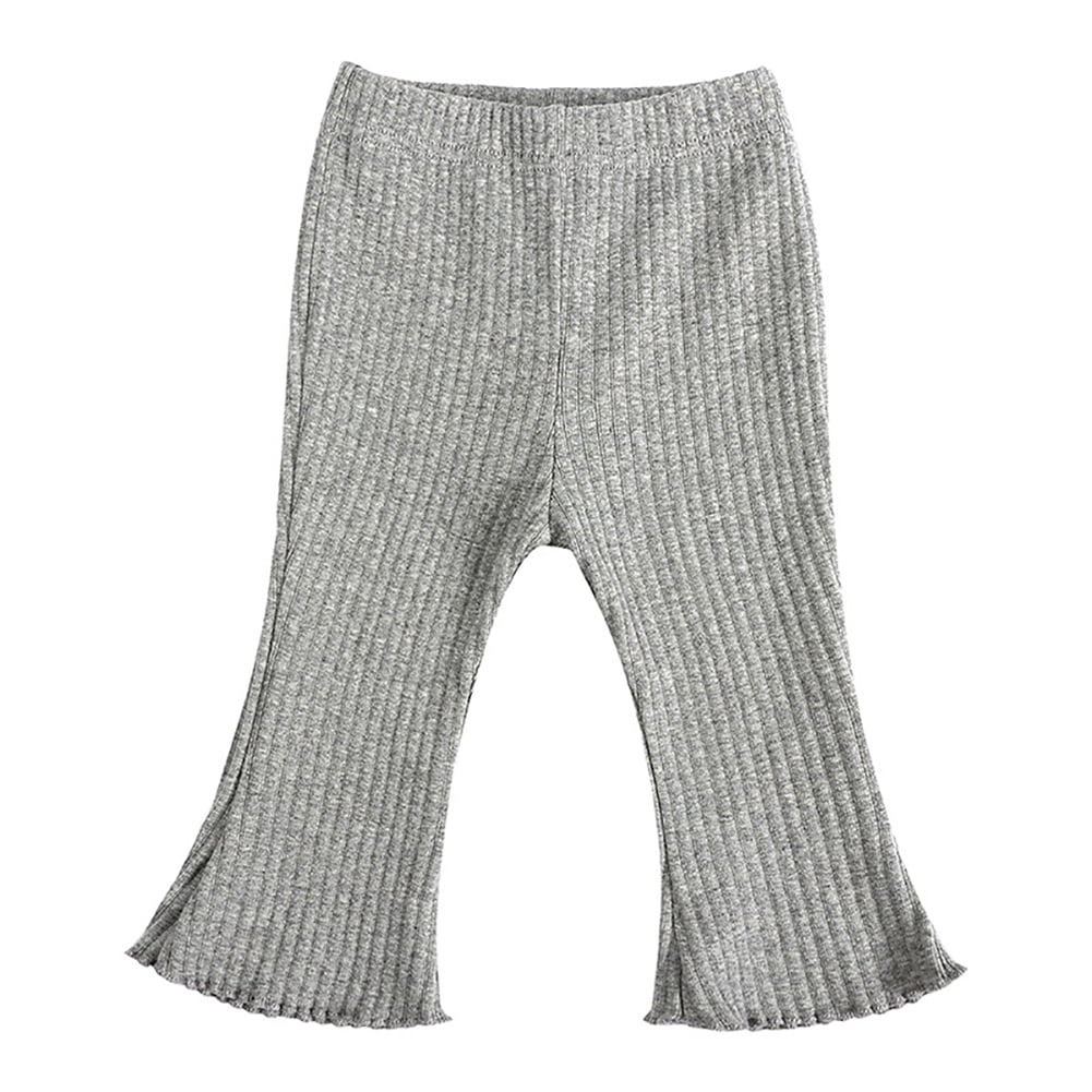 Esaierr Baby Infant Flare Pants for Girls Ribbed Wood Ear Trim Bell ...