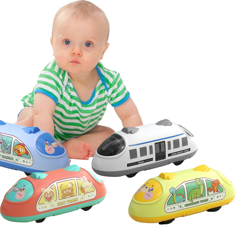 Esaierr Baby Simulation Model Cartoon Train Toys Double Pull-Back Train ...