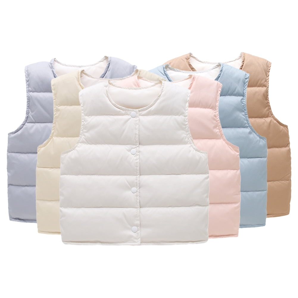 Esaierr Boys Girls Light Down Puffer Vest Jacket for Toddler Kids Solid Color Down Sleeveless ...