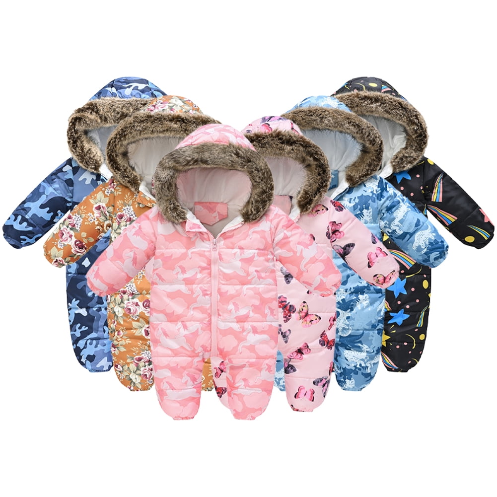 Esaierr Boys Girls Warm Down Cotton Snowsuit Baby Newborn Jumpsuits Baby Zipper Romper Winter ...