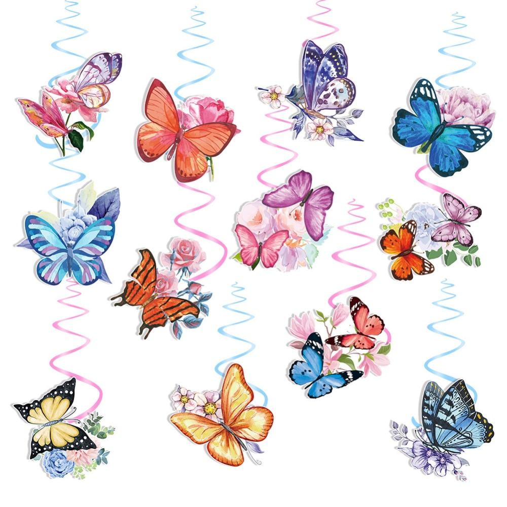 Esaierr Butterfly Hanging Swirl Decor ,Butterfly Flower Swirls Foil ...
