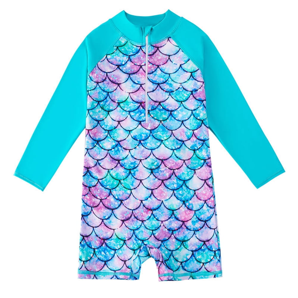 Esaierr Girls Boyleg One Piece Swimwear Upf 50 Front Zip Surf Wetsuit ...
