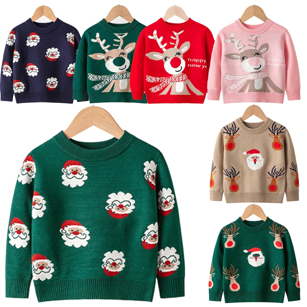 Esaierr Kids Baby Boys Girls Christmas Knit Sweater Toddler Christmas ...