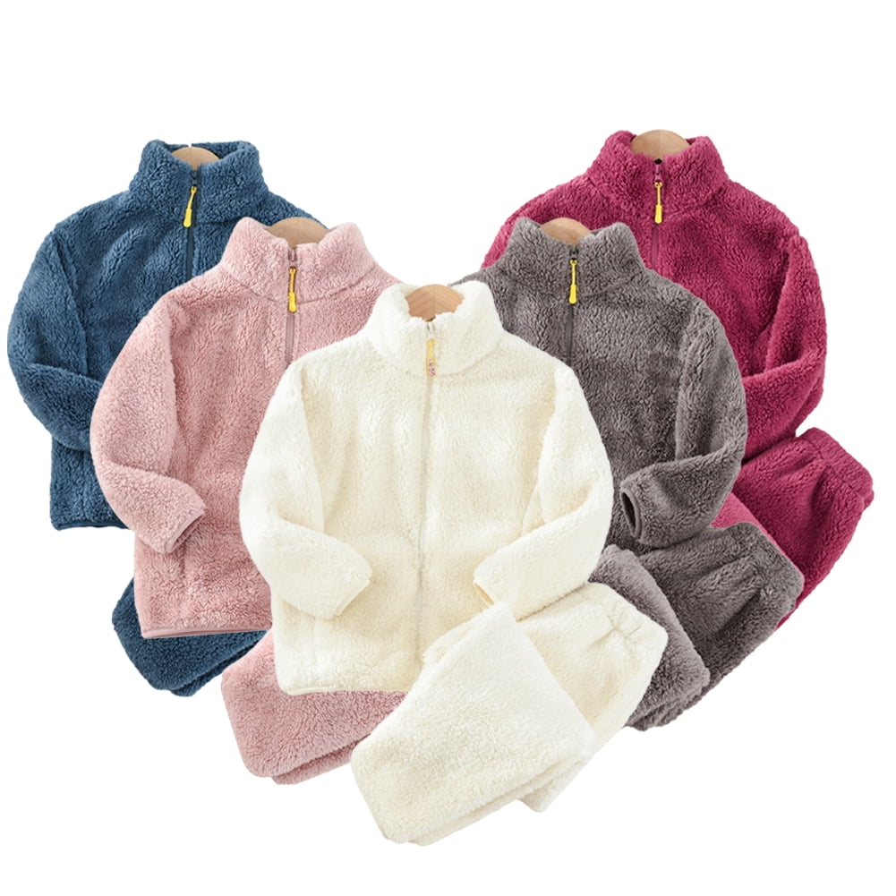 Esaierr Kids Baby Boys Girls Flannel Pajamas Set Fleece Loungewear ...