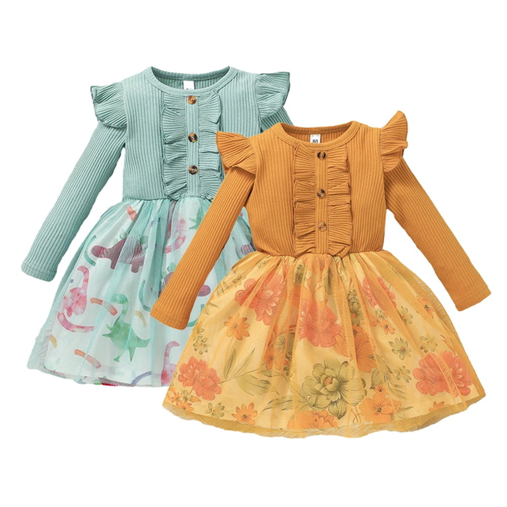 Esaierr Kids Baby Spring Dresses for Girls,Toddler Long Sleeve Spring ...