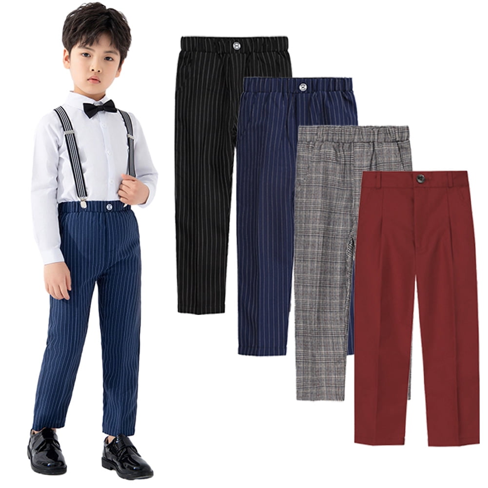 Esaierr Kids Boys Fit Formal Dress Pants Flat Front Slim Slacks for ...