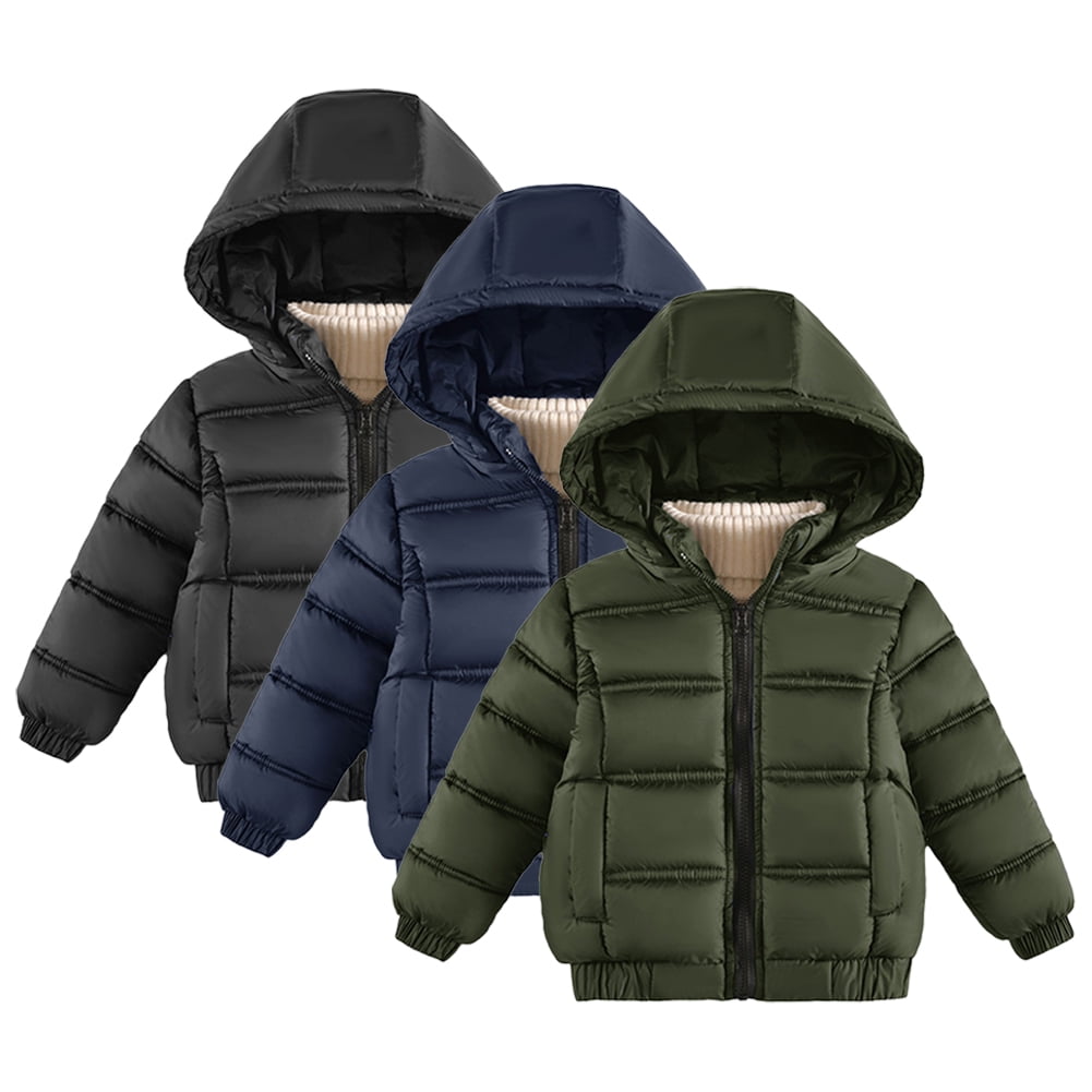 Esaierr Kids Boys Girls Solid Color Cotton Coats for Toddler Winter Warm Hooded Cotton Jacket 1 ...