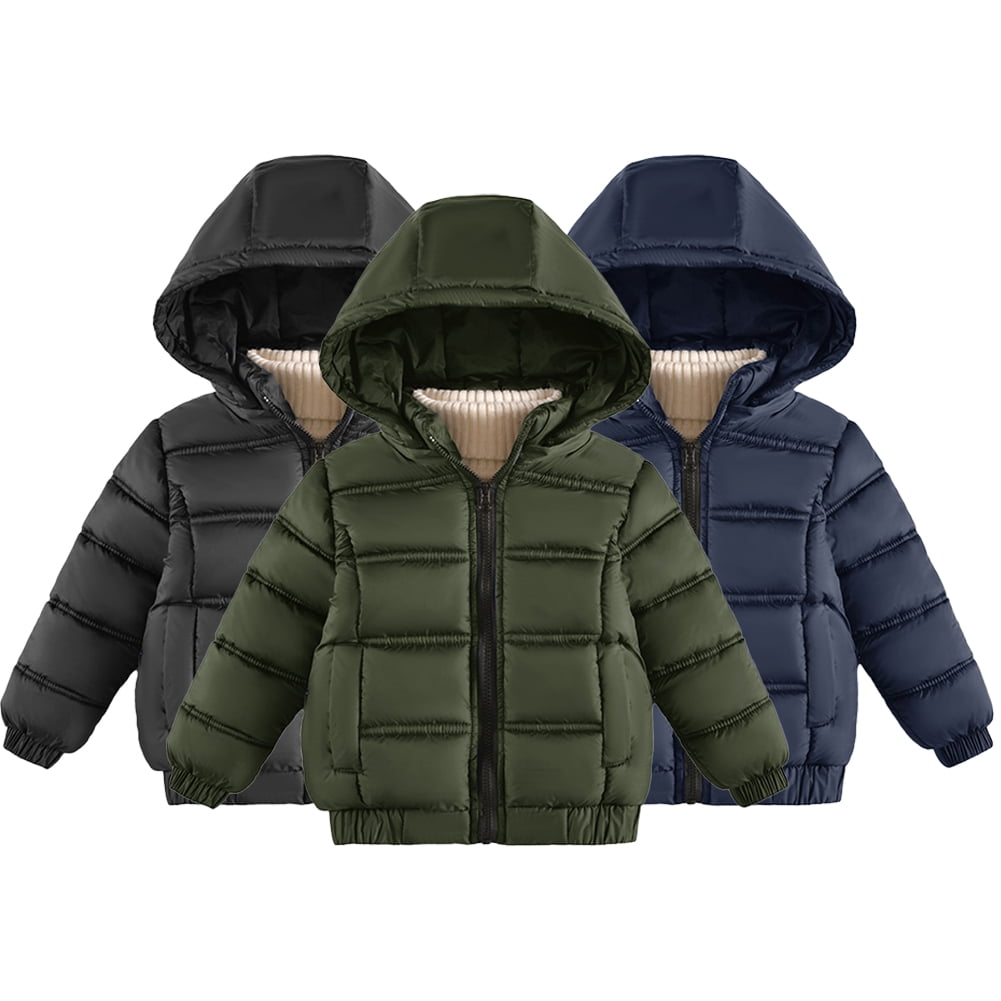 Esaierr Kids Boys Girls Solid Color Cotton Coats for Toddler Winter Warm Hooded Cotton Jacket 1 ...