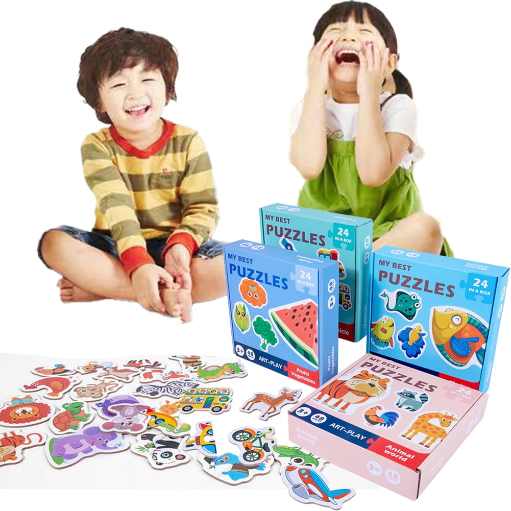 Esaierr Kids Boys Girls Two Piece Matching Puzzle Toys Toddler Paper ...