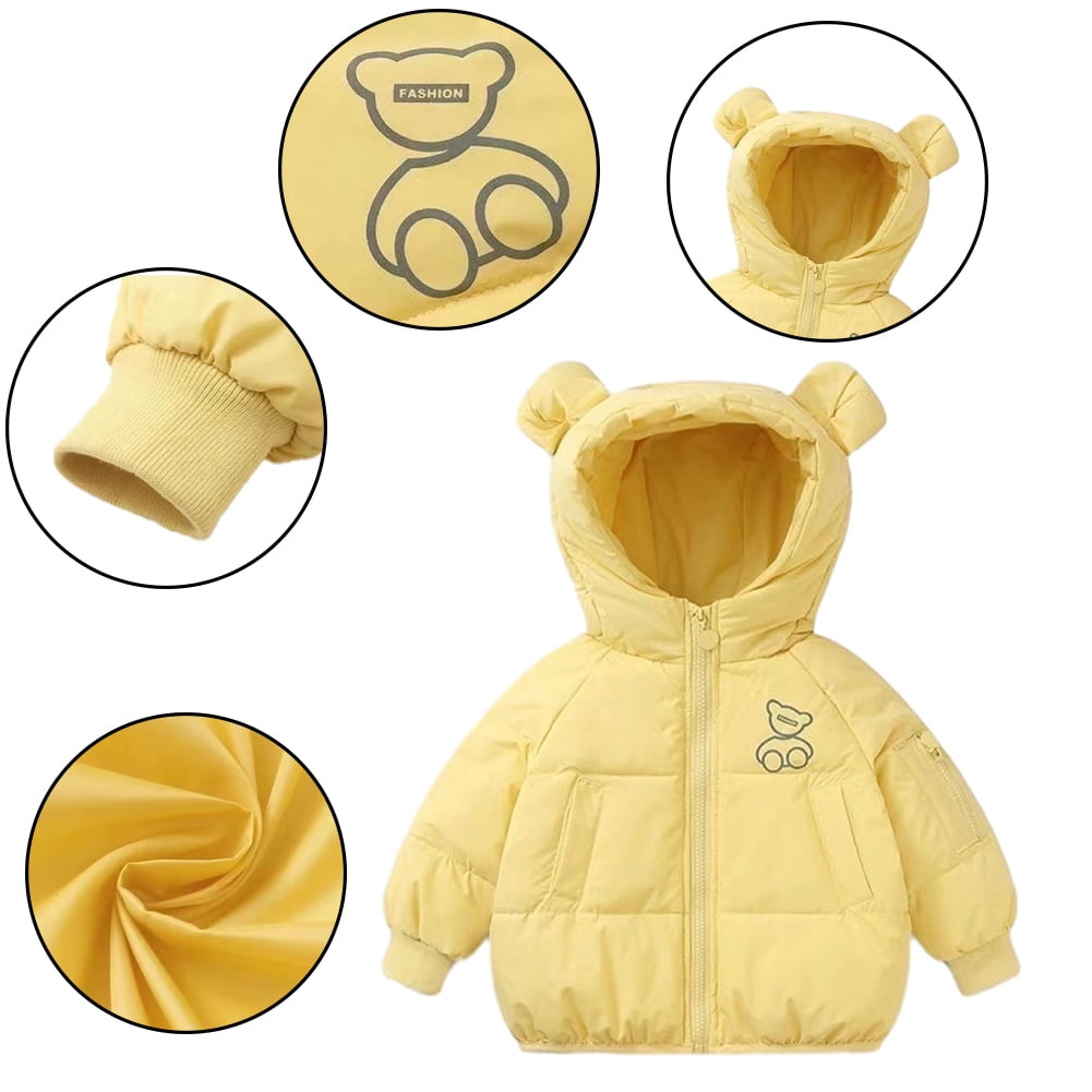 Esaierr Kids Boys Girls Winter Coat Bear Hoods Light Toddler Puffer Down Jacket Outwear Long ...