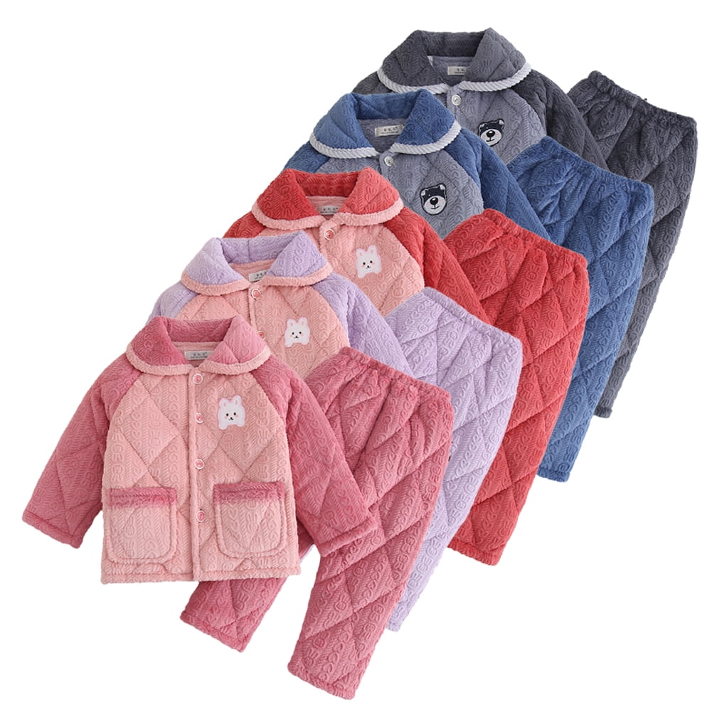 Esaierr Kids Boys Girls Winter Pajamas Set Toddler Baby Warm Sleepwear ...