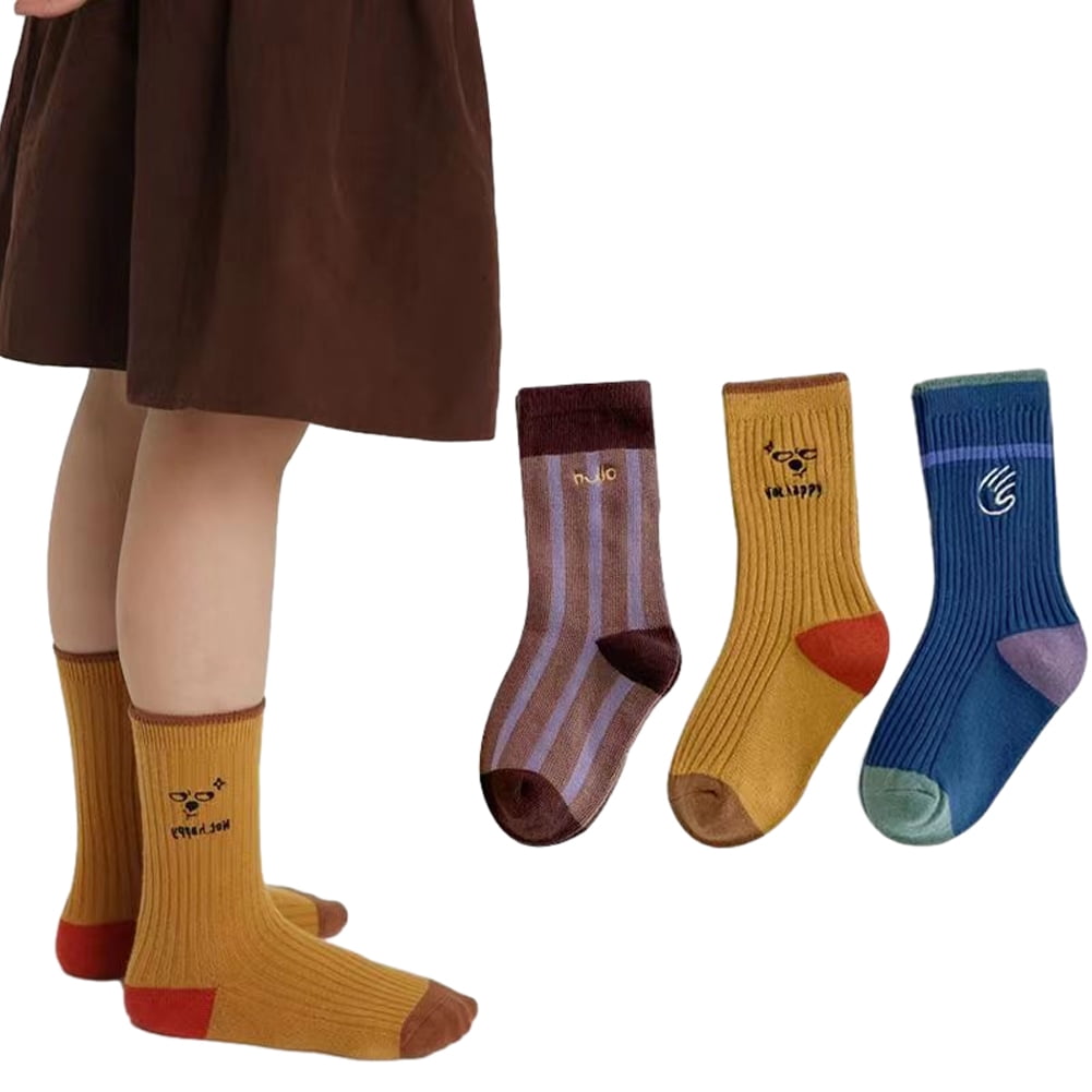 Esaierr Kids Boys Socks Cartoon Embroidery Socks Non Skid Anti Slip Crew Socks Toddler Mid-Tube ...