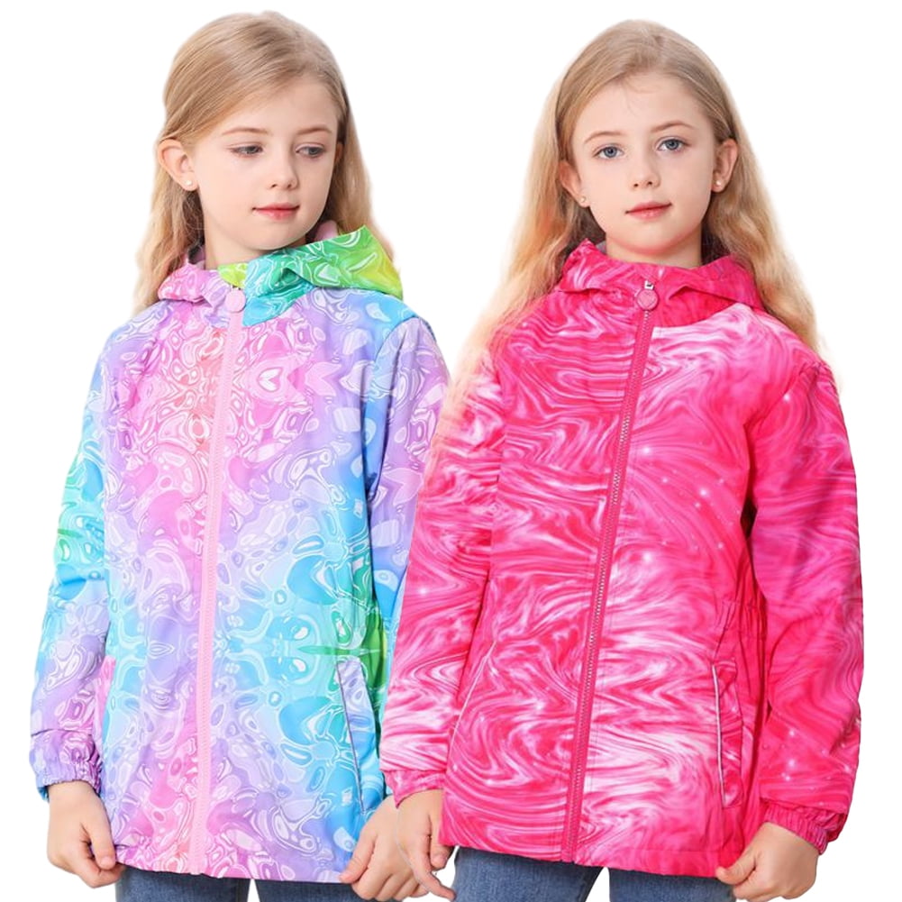 Esaierr Kids Girls Hooded Rain Jacket Toddler Waterproof Jacket Warm ...