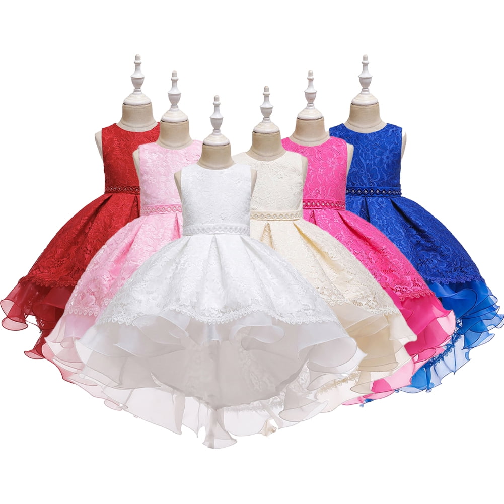 Esaierr Kids Girls Princess Dress Tutu Dress Sleeveless Lace 3-14Y Big ...