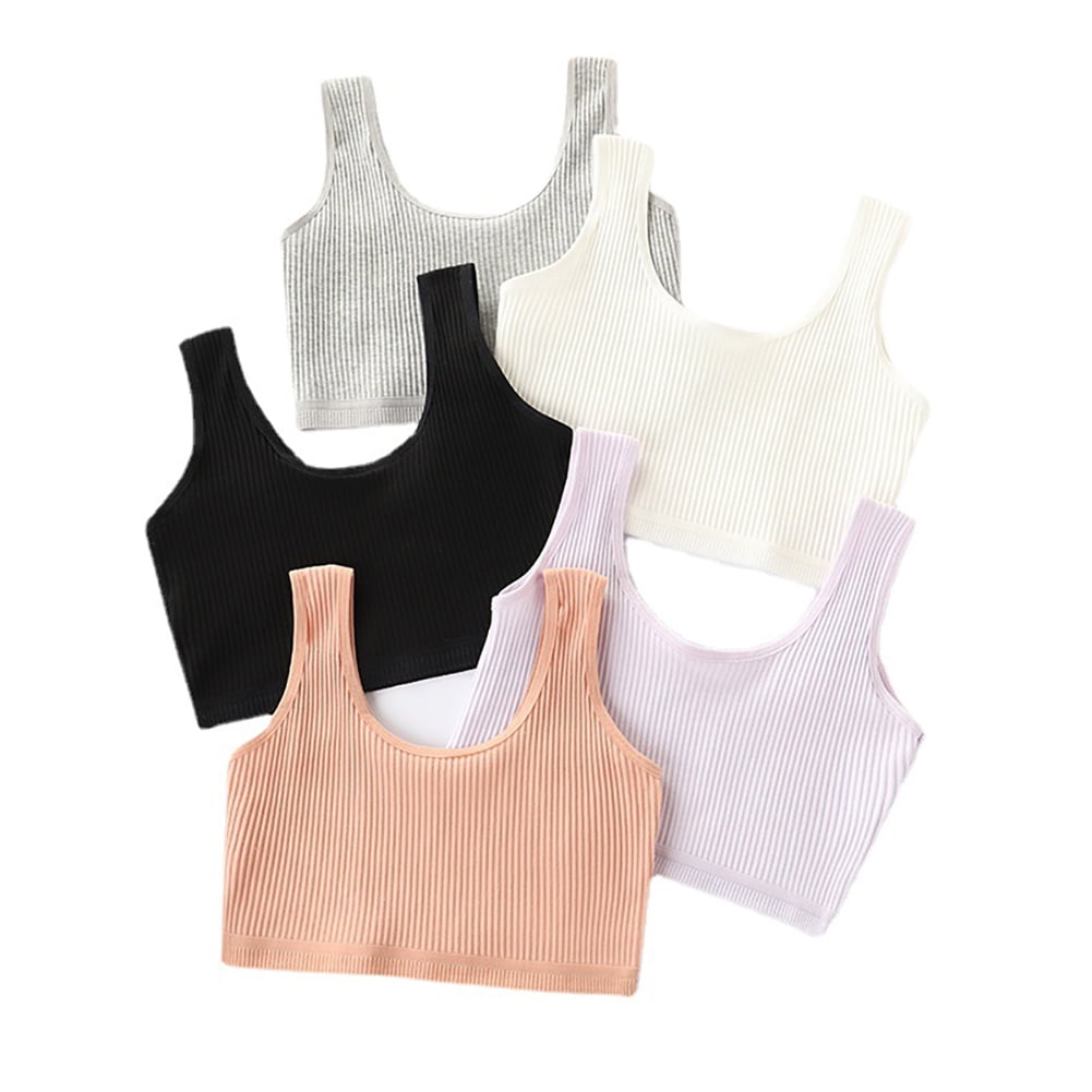 Esaierr Kids Girls Sports Bras Solid Color Cotton Vest-Style Training ...