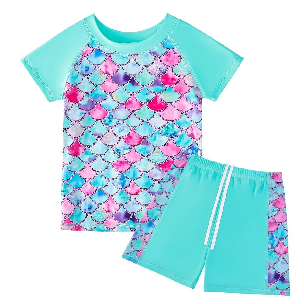 Esaierr Kids Girls Swimsuits Two Piece Beach Rash Bathing Suit Printing ...