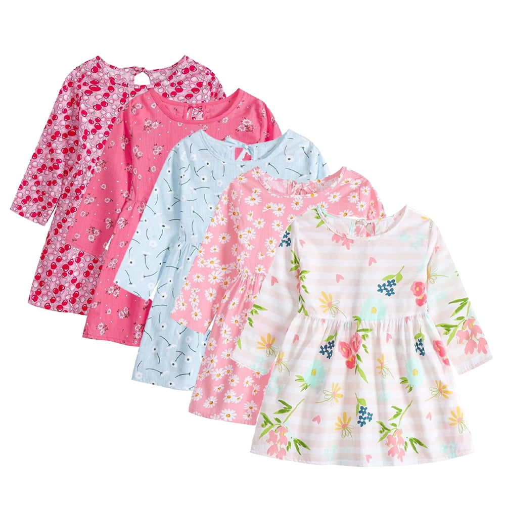 Esaierr Kids Toddler Floral Print Dress Little Girls Spring Fall ...