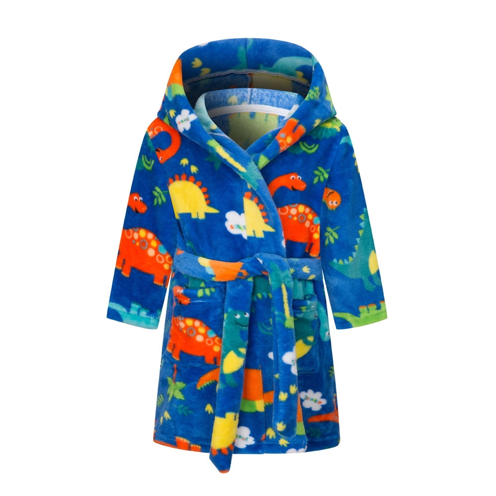 Esaierr Little Boy's Fleece Soft Spa Hooded Long Robe, Kids Comfy ...