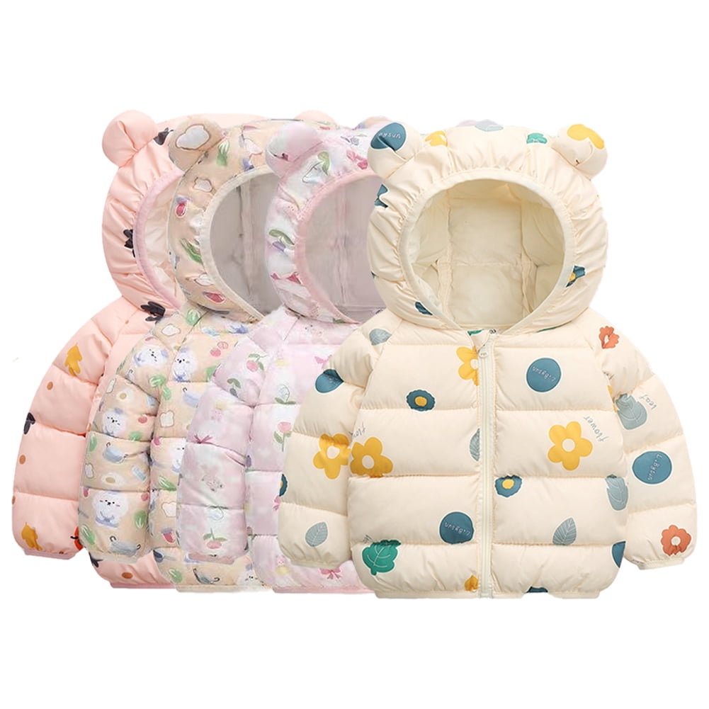 Esaierr Kids Toddler Winter Down Puffer Coat Baby Thick Jacket Soft Cotton Puffer Outerwear Cute ...