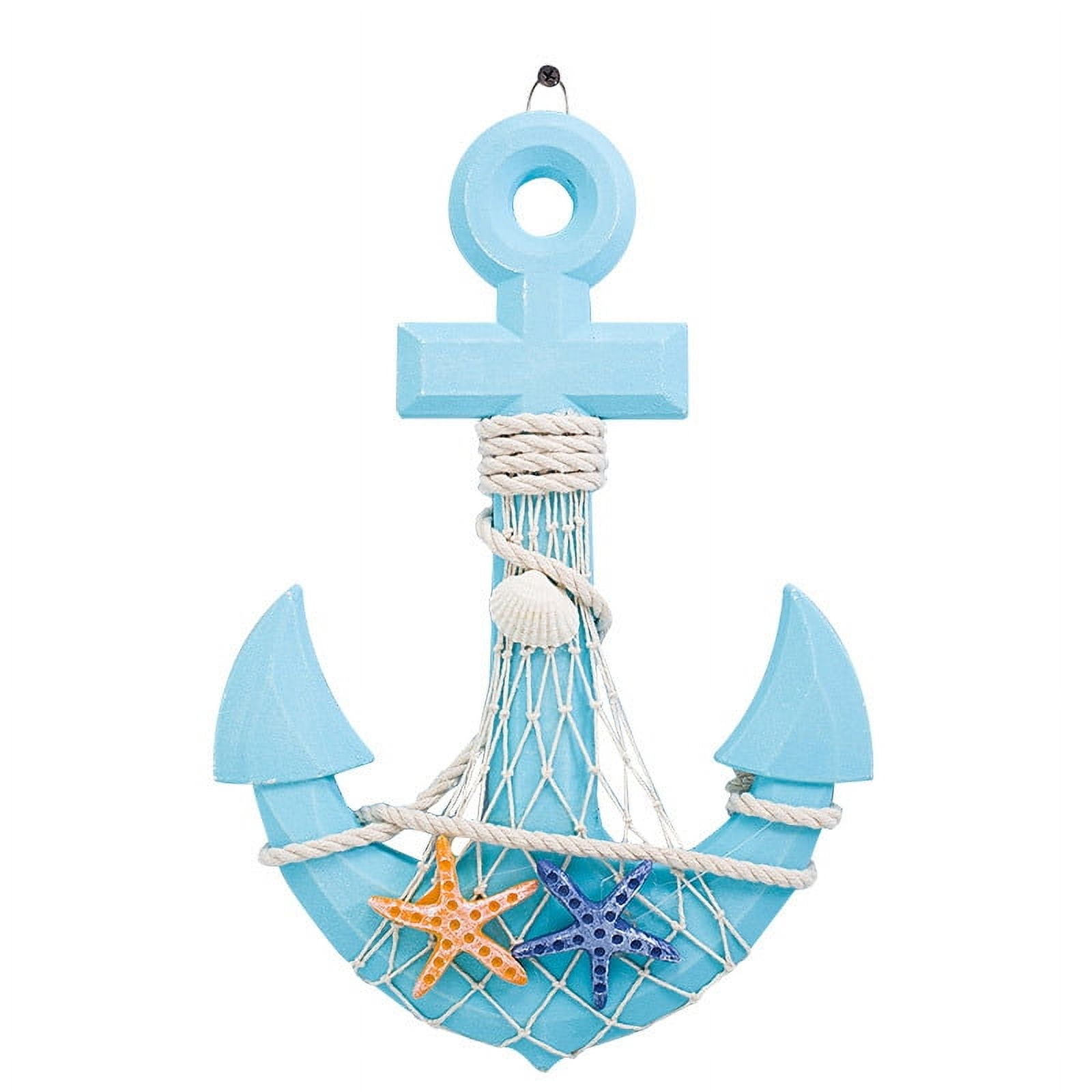Esaierr Mediterranean Sea Style Nautical Wooden Anchor with Rope ...
