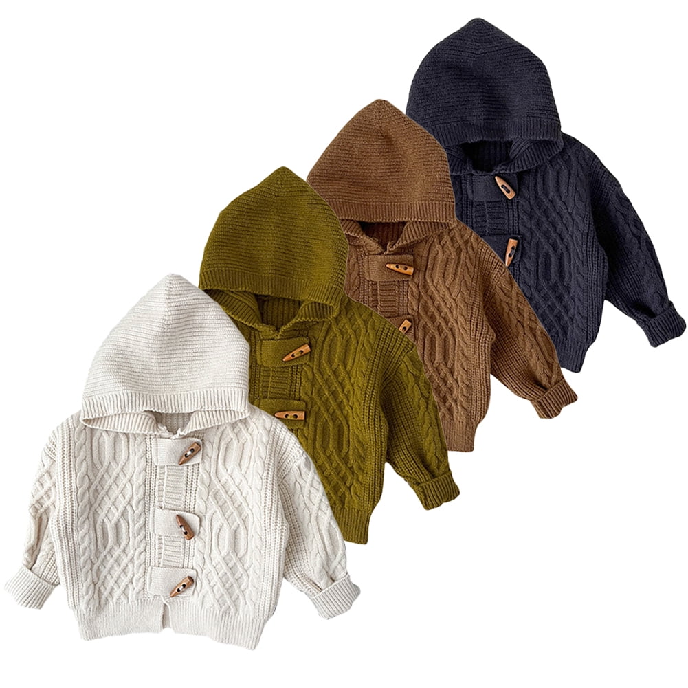 Esaierr Toddler Baby Boys Girls Hooded Sweater Jacket Cow Horn Button ...
