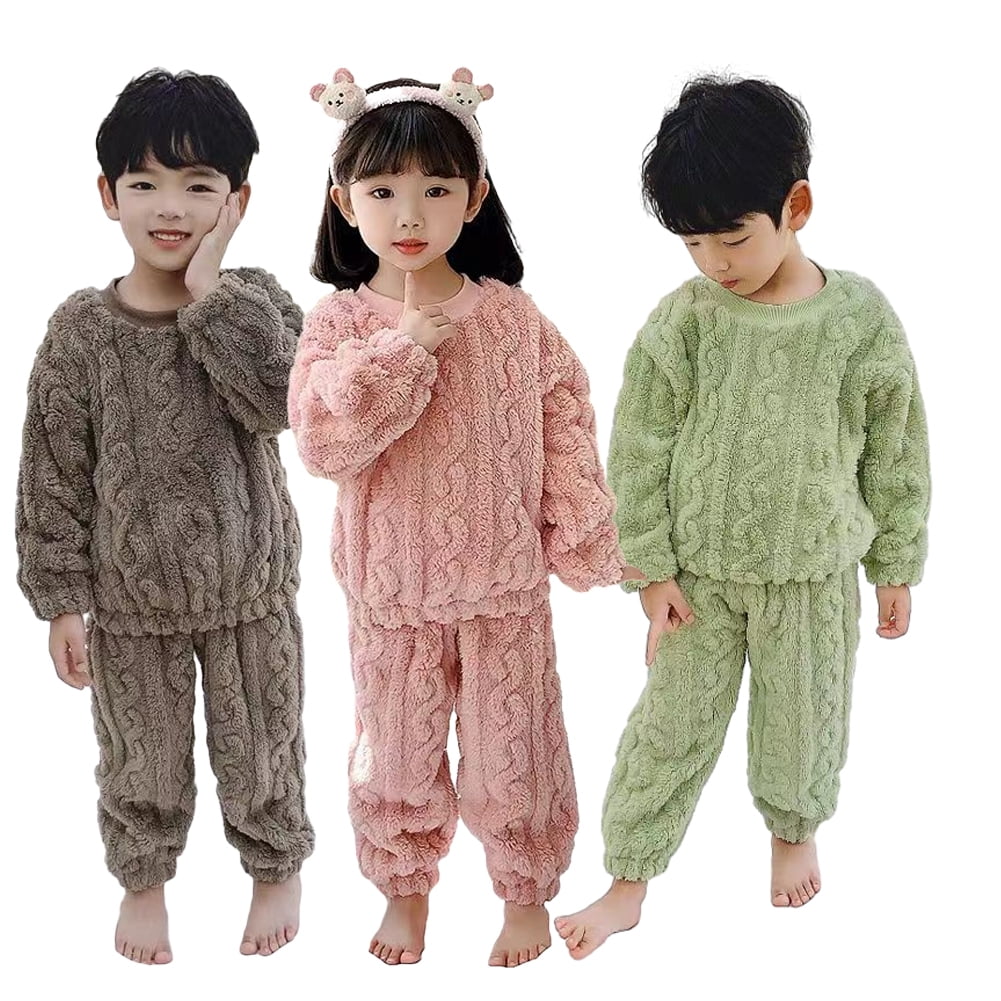 Esaierr Toddler Baby Plush Fleece Pajama Set Girls Warm Fleece Matching Set 2 Piece Tops+pants ...
