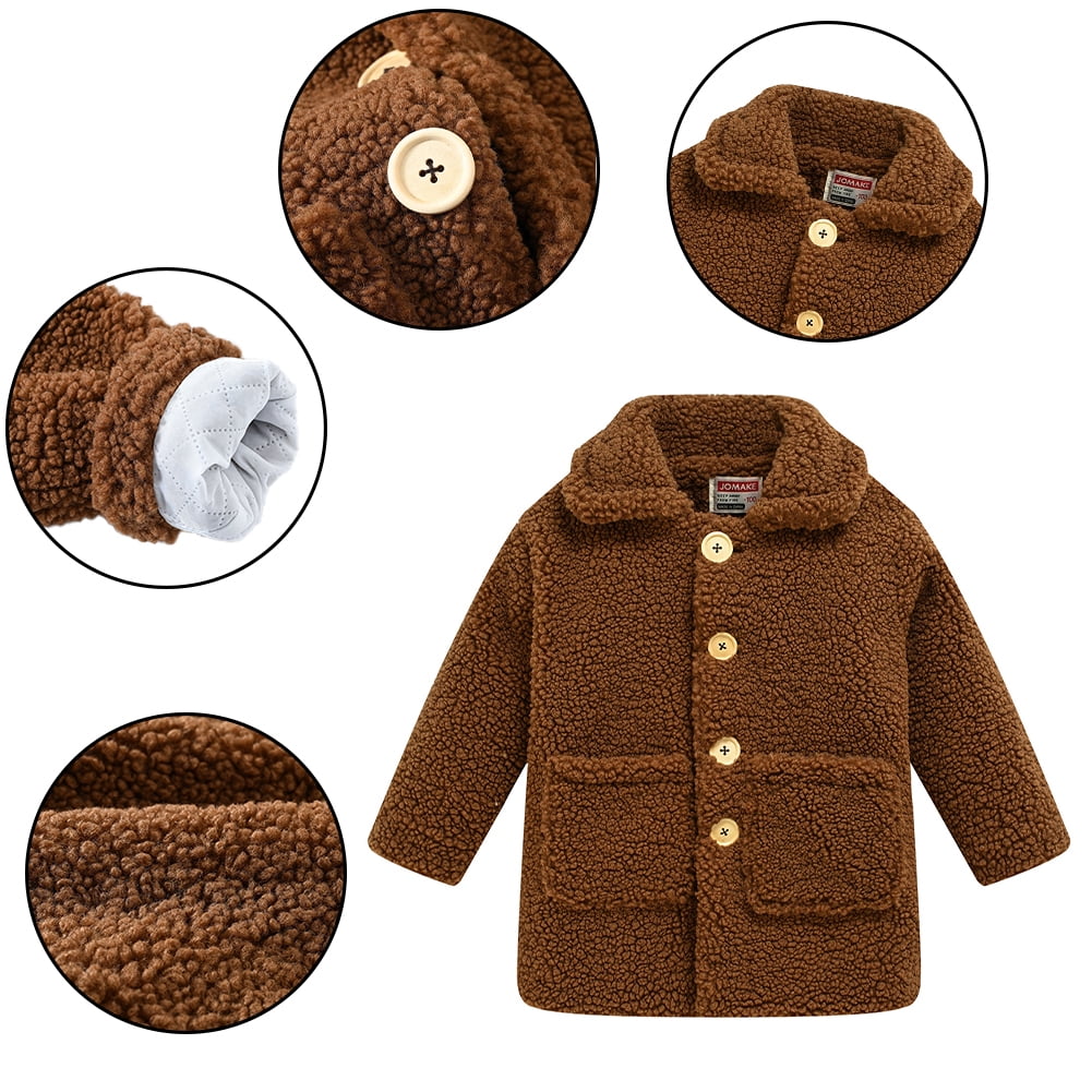 Esaierr Toddler Girls Boys Solid Winter Coat Kids Fleece Jacket with Pocket Baby Zip Coat Warm ...