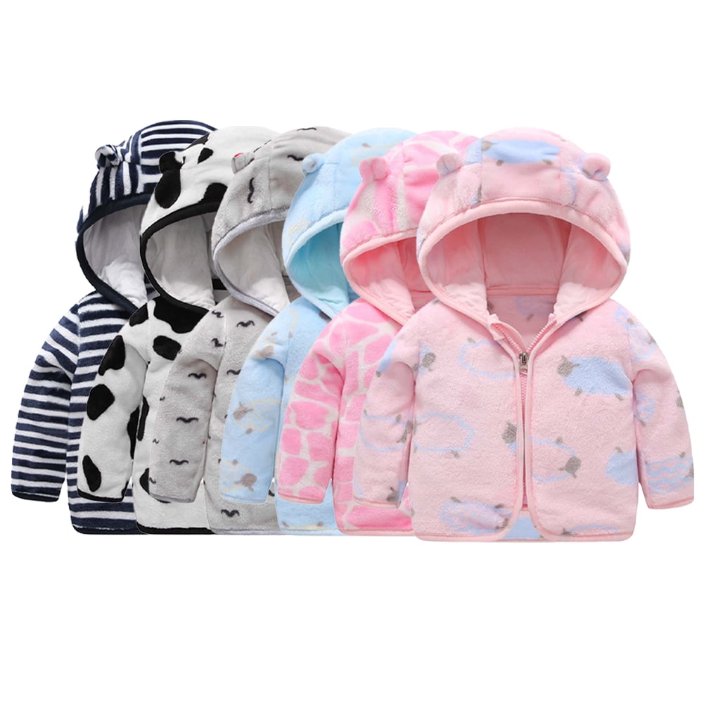 Esaierr Newborn Baby Boys Girls Fleece Hooded Jacket Coat with Ears for Todder Winter Outwear ...
