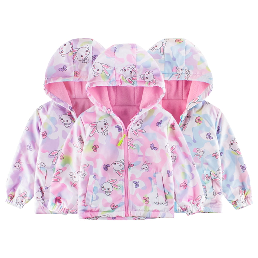 Esaierr Toddler Girls Fleece Punching Jacket with Hooded Kids Girls ...