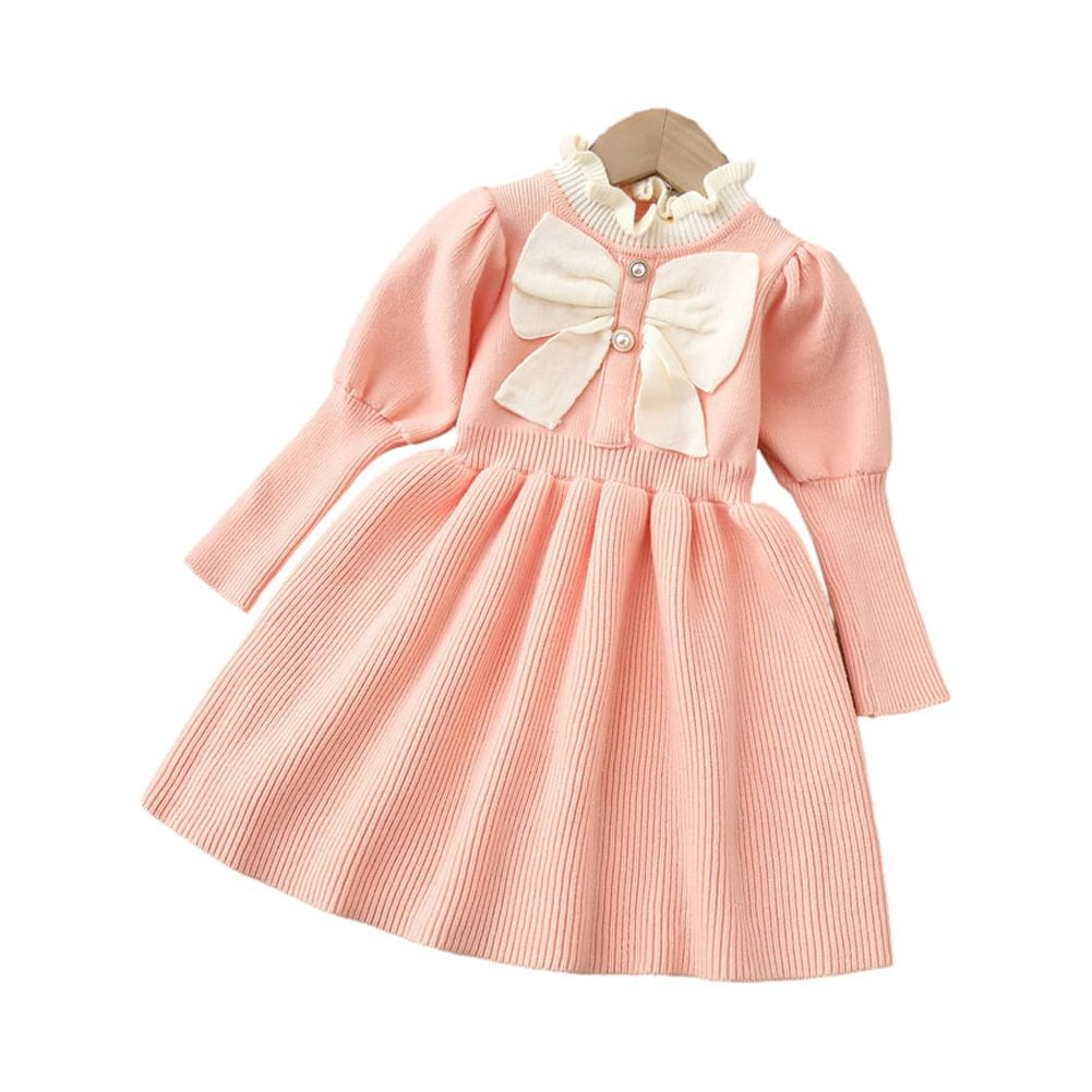 Esaierr Toddler Girls Knit Dress Baby Princess Dress Girls Long-Sleeved ...