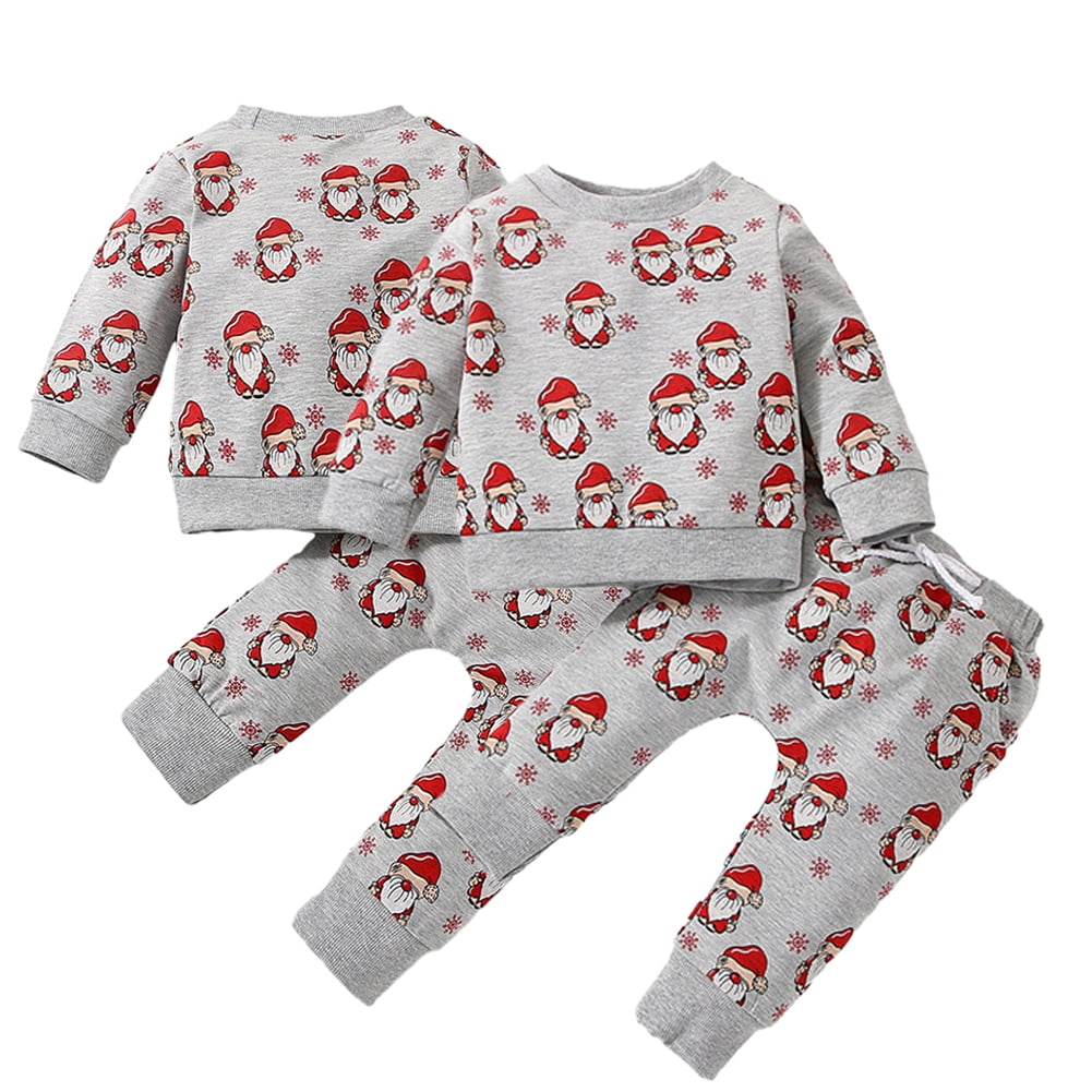 Esaierr Toddler Kids 2Pcs Christmas Pants Set for Boys Girls,Infant Santa Claus Print Long ...