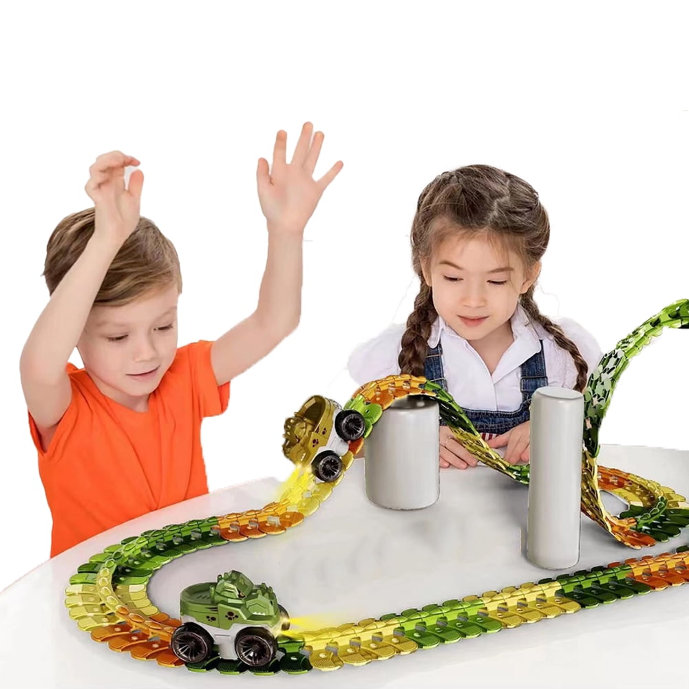 Esaierr Toddler Kids Electric Dinosaur Toys Race Car Track Set Toys ...
