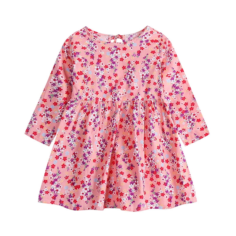 Esaierr Toddler Kids Spring Fall Girls Dresses Newborn Floral Print ...