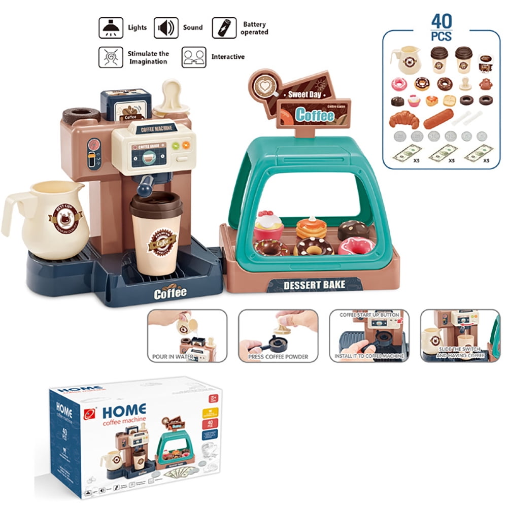 Esaierr Toddler Kids Toys Toy Coffee Machine and Donut Set Mini Ice ...
