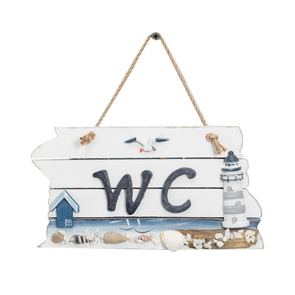 Esaierr Toilet Sign ,Wooden Toilet Hanging Board Mediterranean Style ...