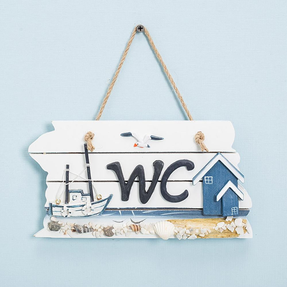 Esaierr Toilet Sign ,Wooden Toilet Hanging Board Mediterranean Style ...