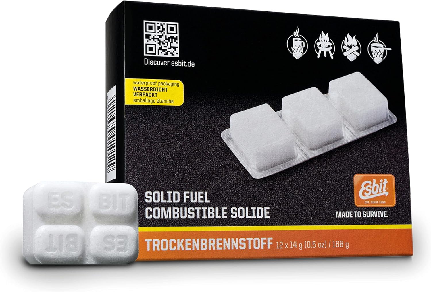 Esbit 1300-Degree Smokeless Solid 14g Fuel Tablets for Backpacking ...