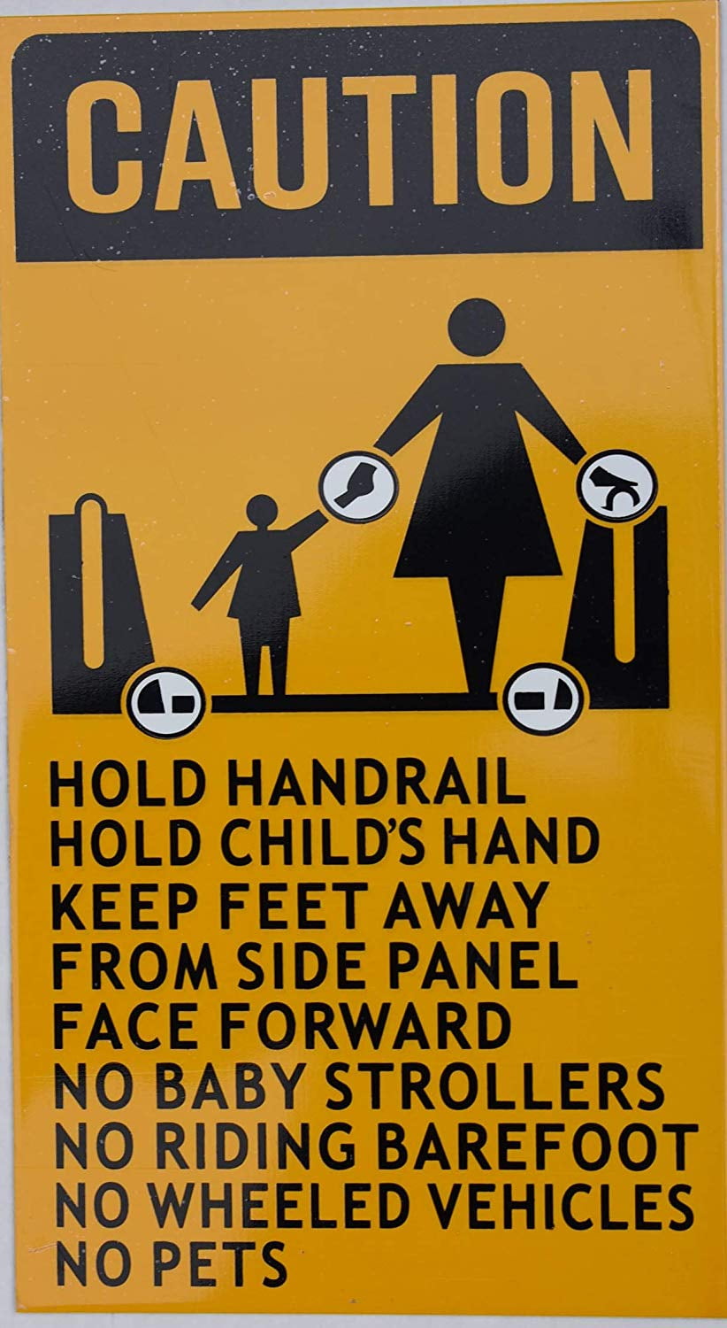 Escalator Rules Sign (Aluminium,Duble Sided Tape,Orange 5x9) - Walmart.com