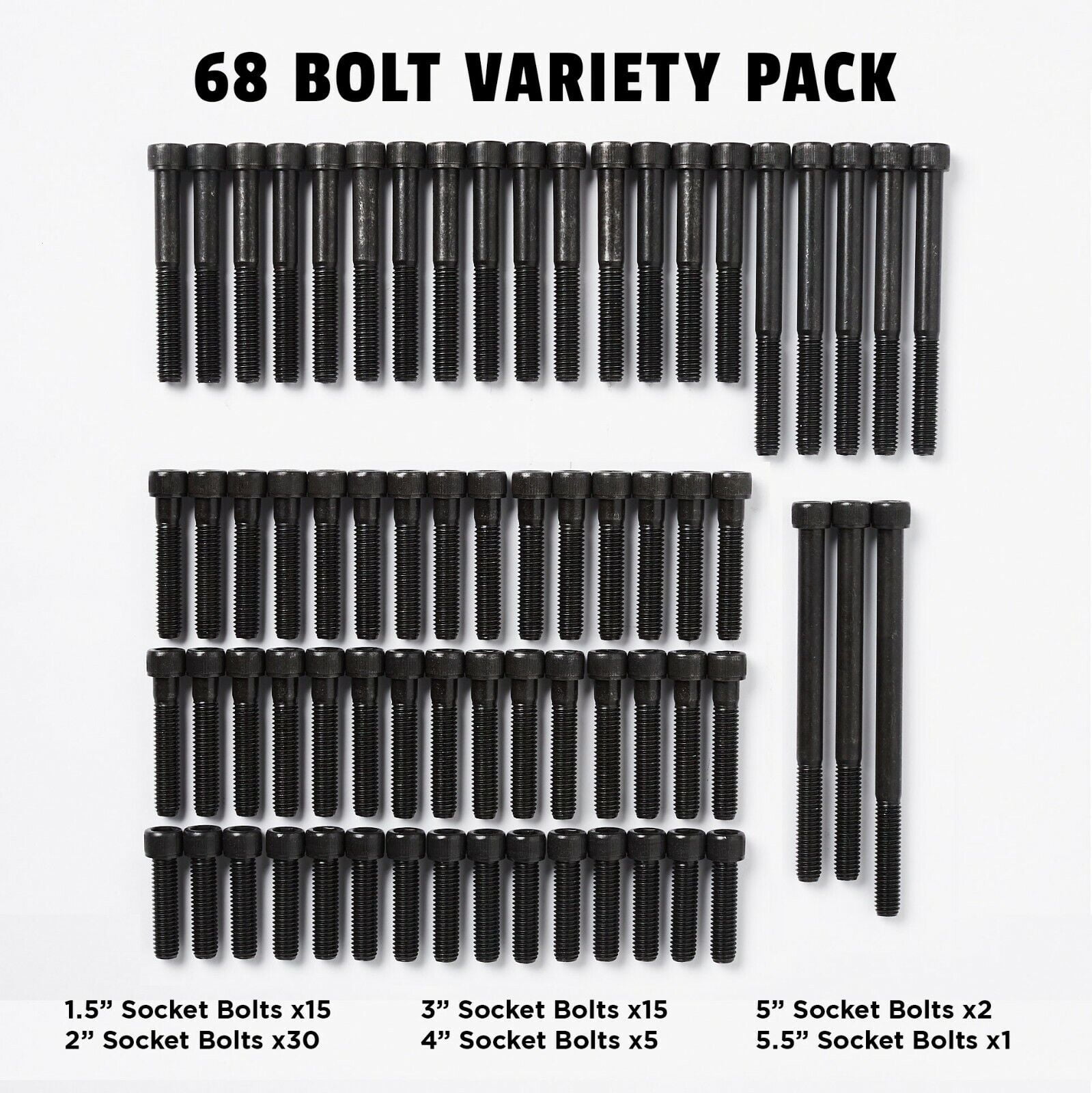 Escape Climbing 68 Bolt Variety Pack Includes 2” 3” 4” 5” 5.5”, 2” Flat ...